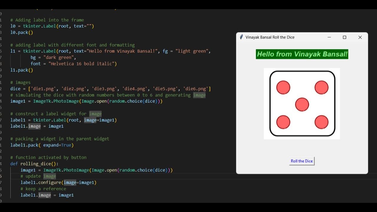 Dice Rolling Simulator Using Python-tkinter Game | GUI BASED | Easy Python Project