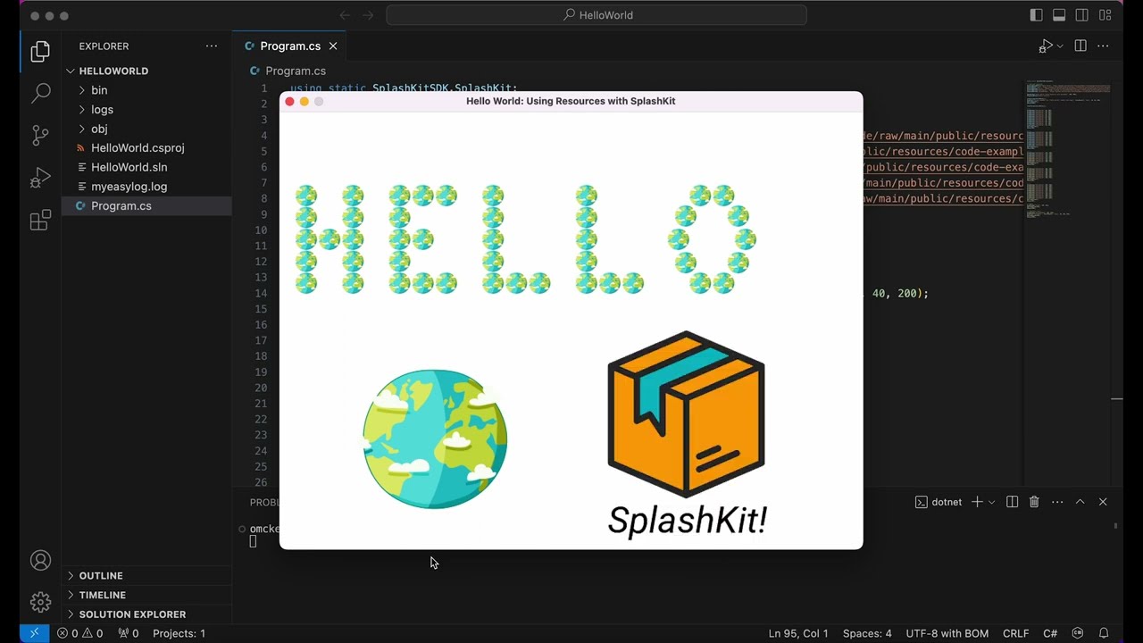 Graphical Hello World using SplashKit