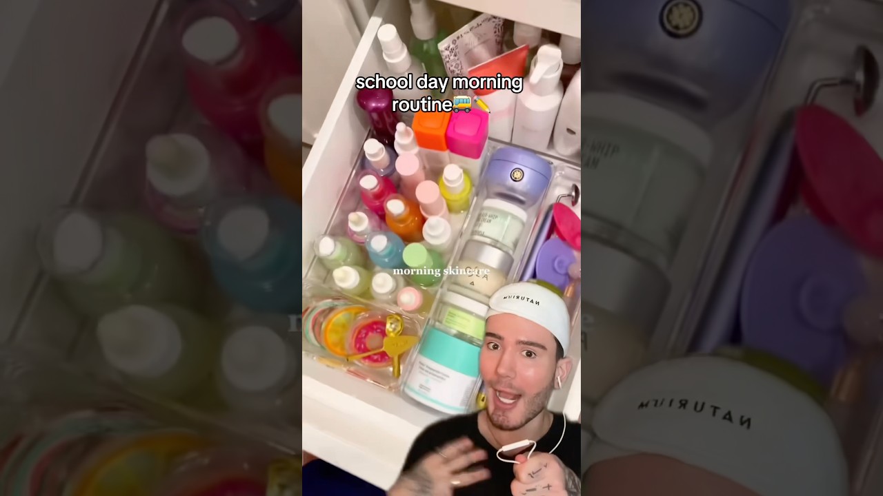 CRAZY SCHOOL MORNING ROUTINE!😱(follow for more!💗) #grwm #school #skincareroutine #skincare #skin