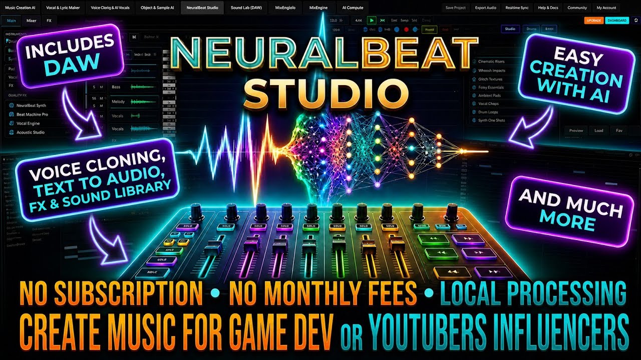 Create music with ai Con NeuralBeat Studio  generate music with artificial intelligence