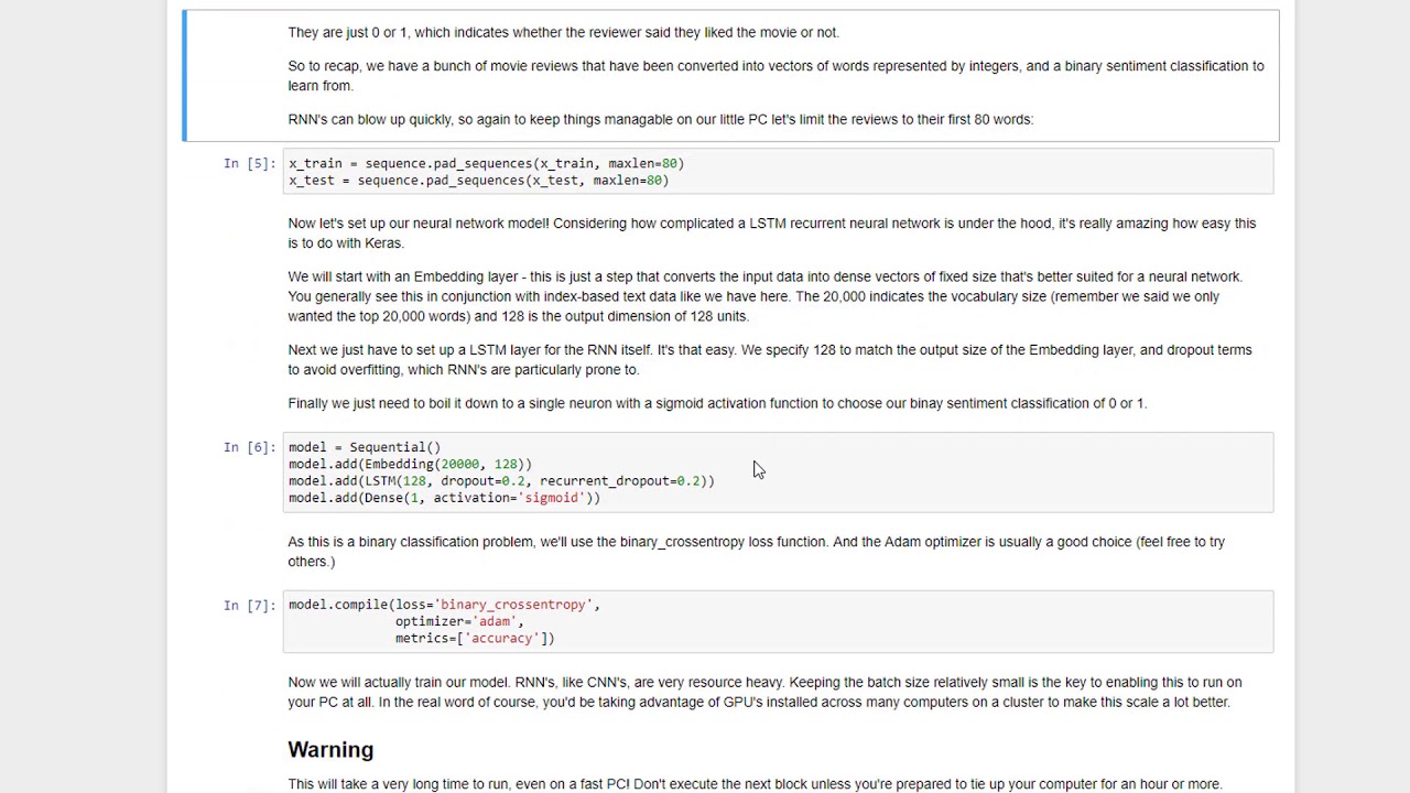 Deep Learning Lecture 13: Applying RNN's to Sentiment Analysis (June 2019 update)