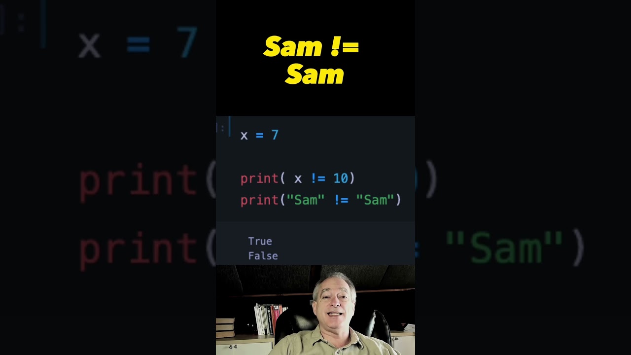 Not equal operator in Python 🐍 #shorts
