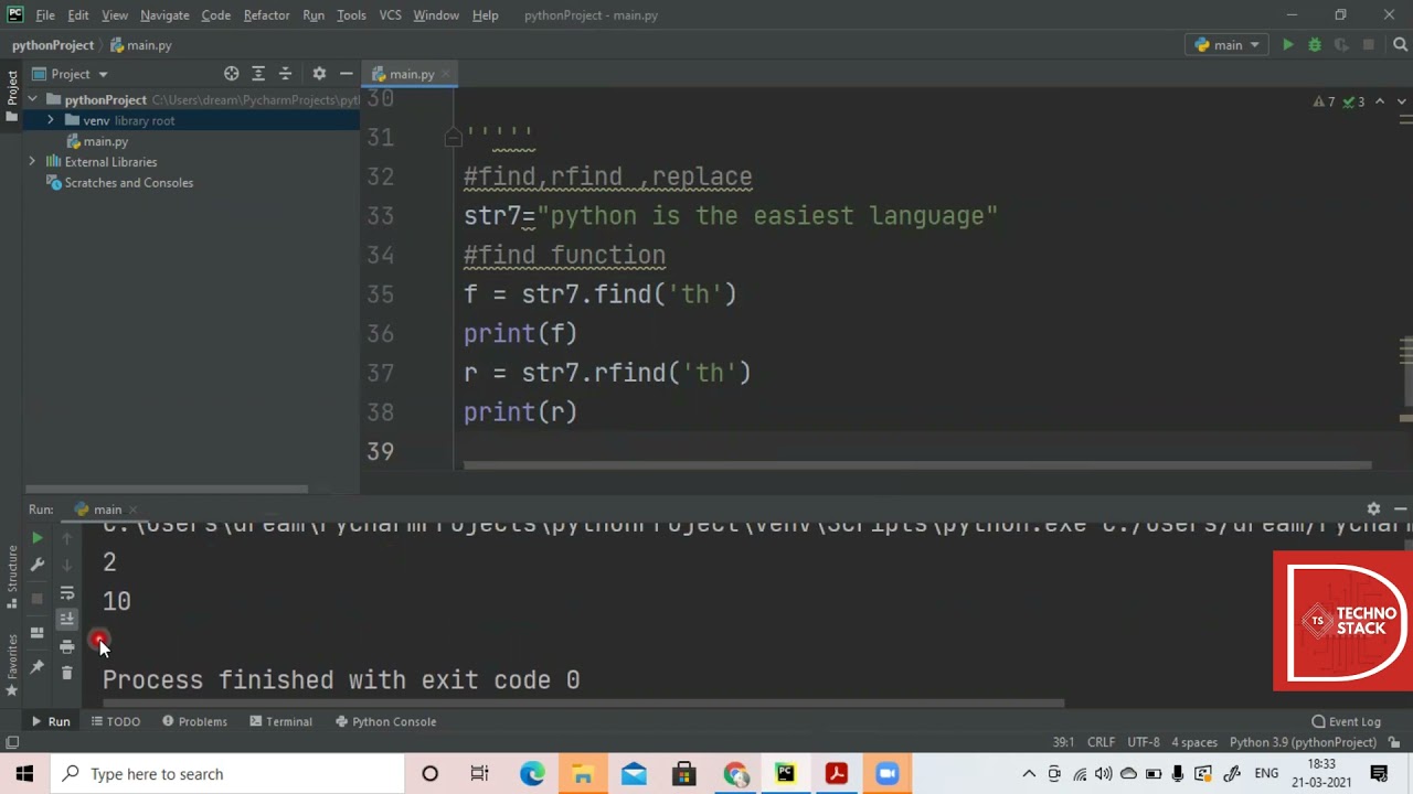 #8 Python String Methods : find, rfind,  replace | Practical Concepts