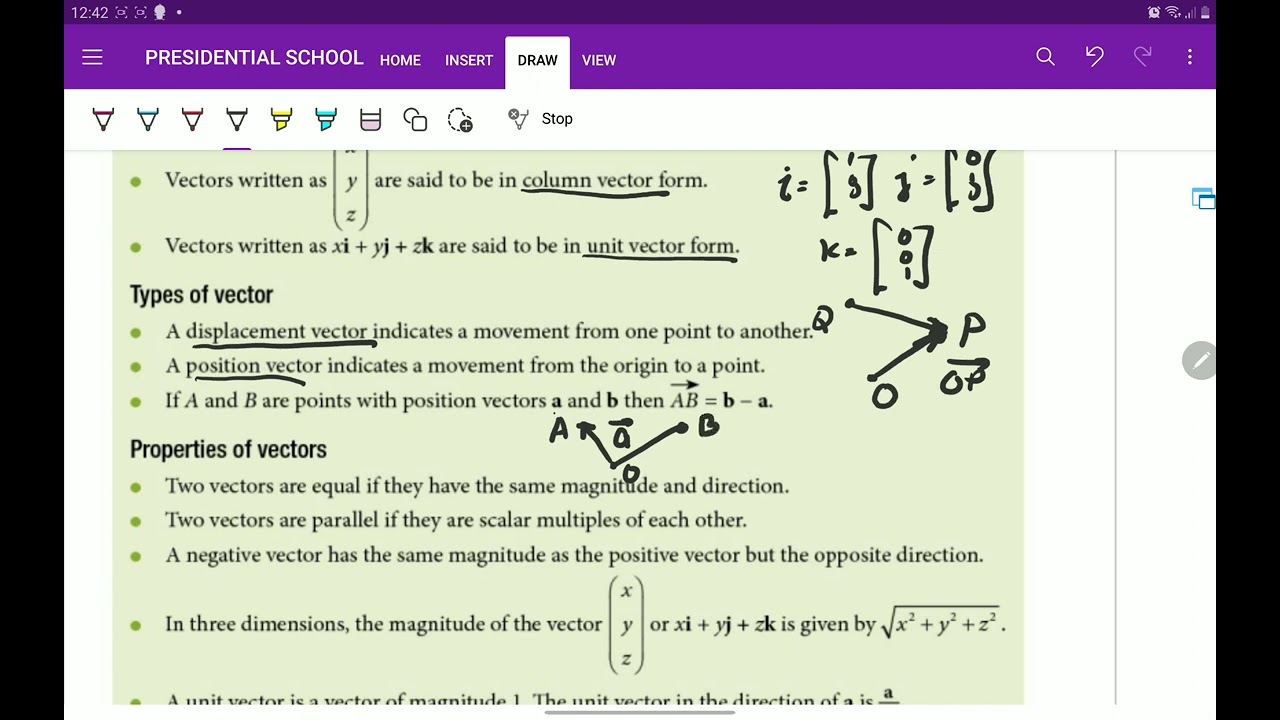 CHAPTER SUMMARY VECTORS
