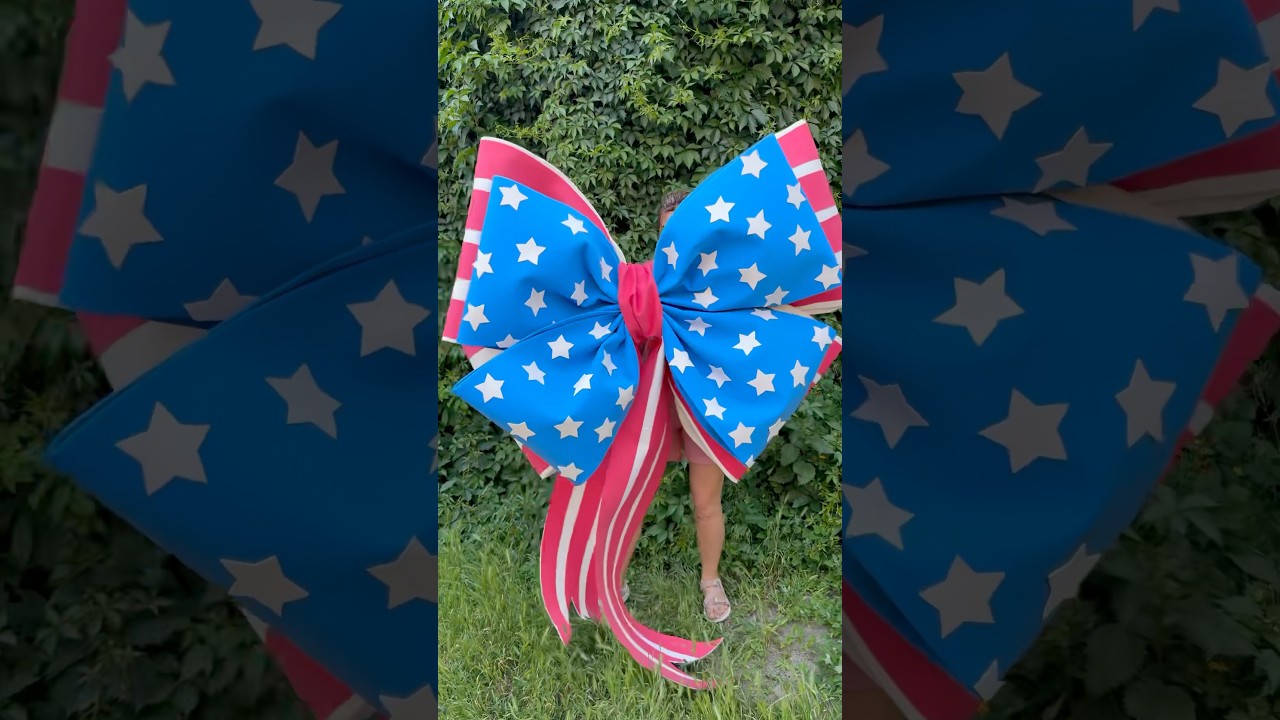 DIY American Flag Bow – Patriotic Ribbon Decoration #americanflag  #easydecor #4thofjulydecor