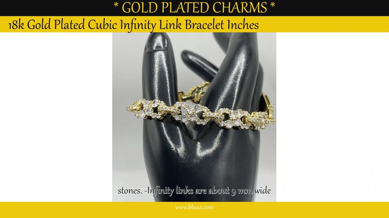 18k Gold Plated Cubic Infinity Link Bracelet Inches