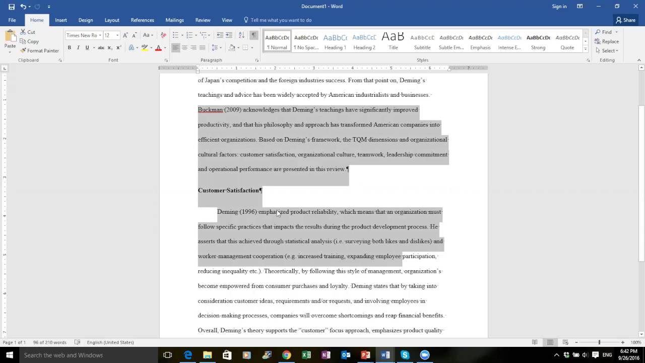 APA Double Spaced Format