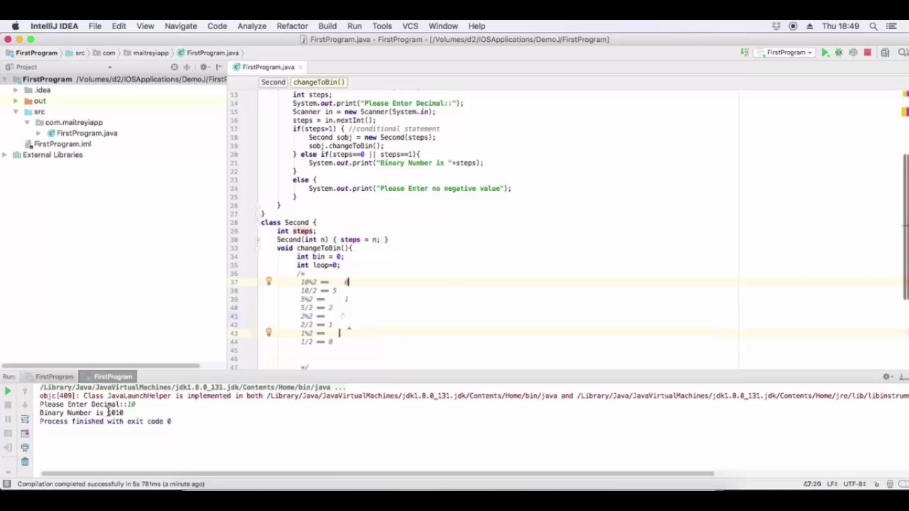 Java - Convert Decimal to Binary