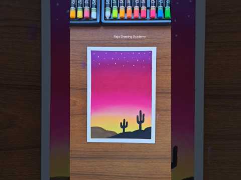 Desert Scenery Drawing | Oil Pastel Art #shorts #satisfying