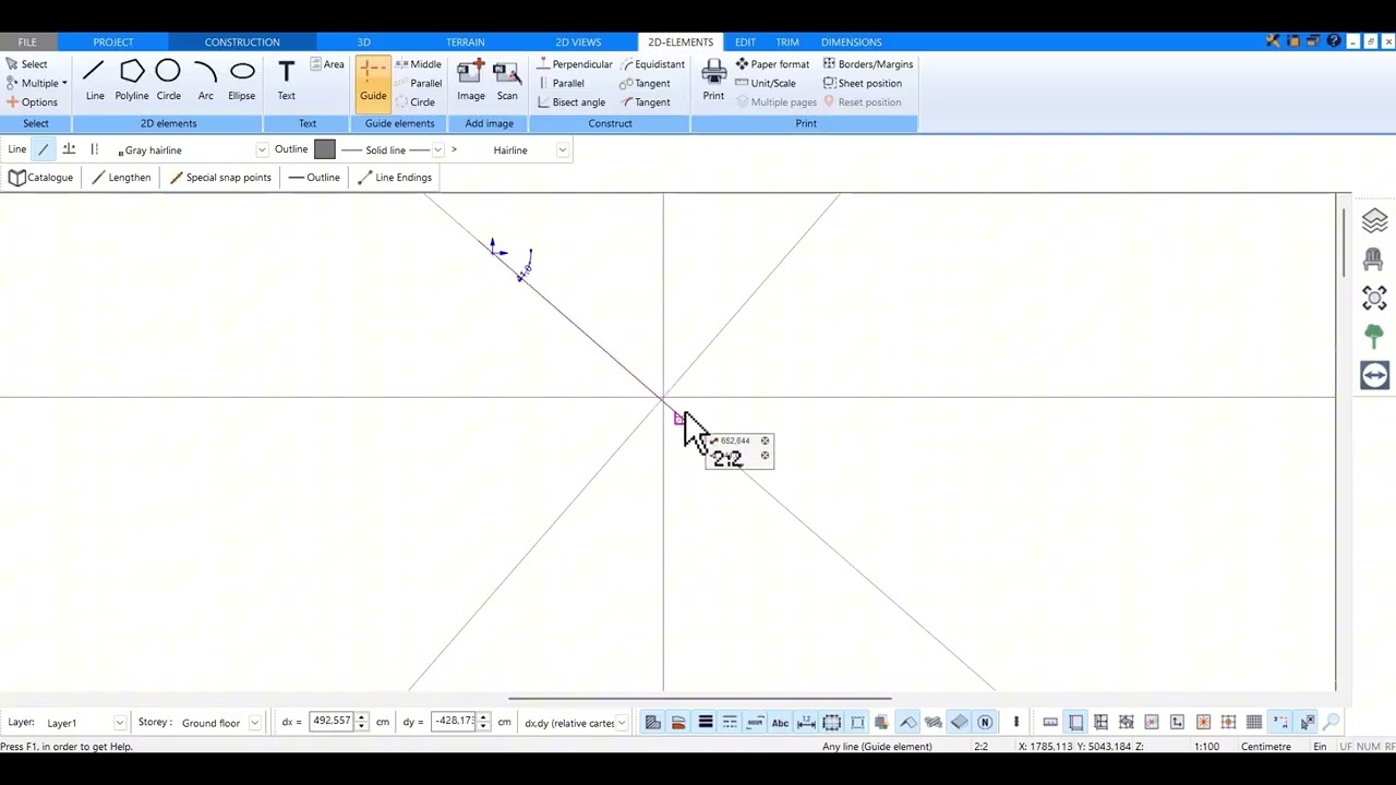 Using Guide Lines as Construction Aids in Plan7Architect