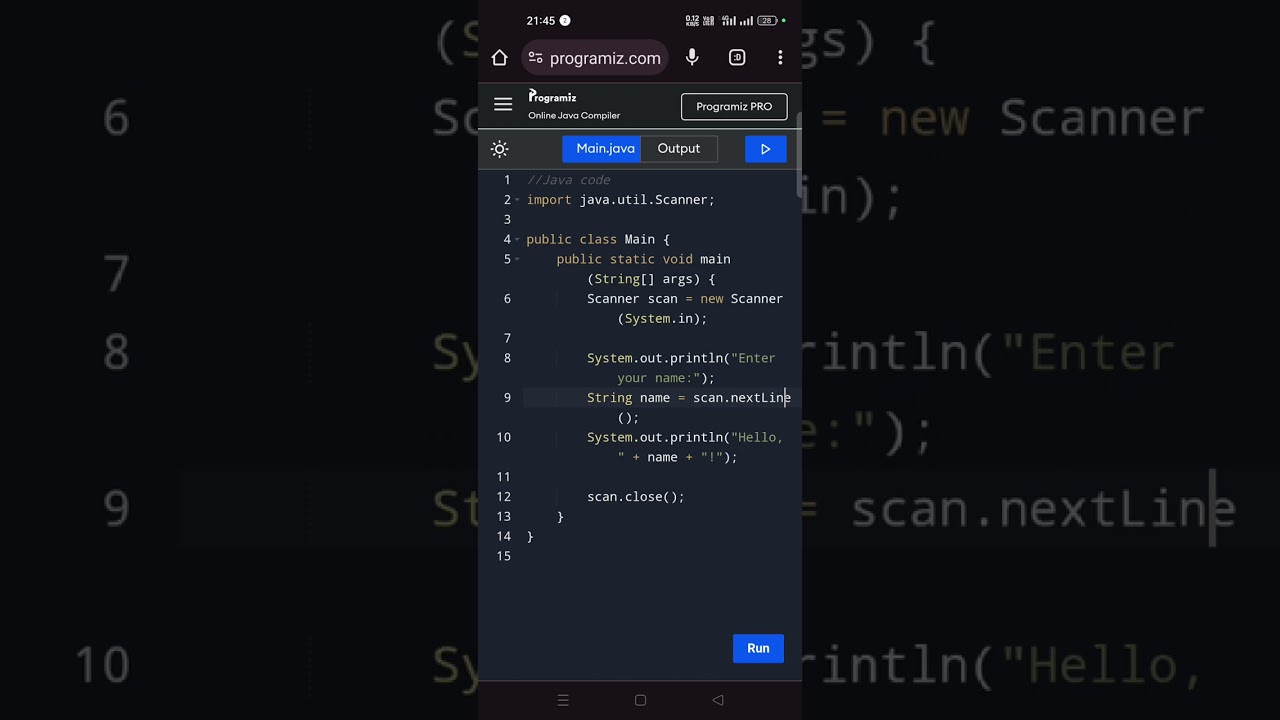 Java Programming: User Input ( Scanner Class)
