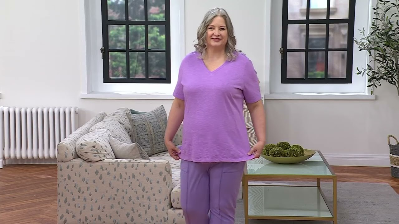 Denim & Co. Naturals Linen Blend Crossover V-Neck Top on QVC