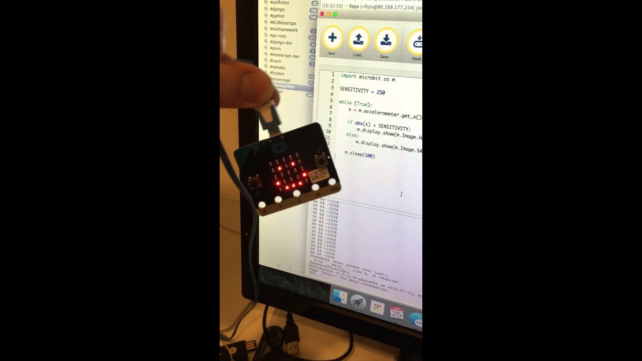 Using accelerometer on BBC MicroBit with Python