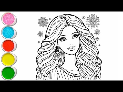 Cute Barbie Girl Drawing for kids, Painting & Coloring for kids | Let's Draw Together