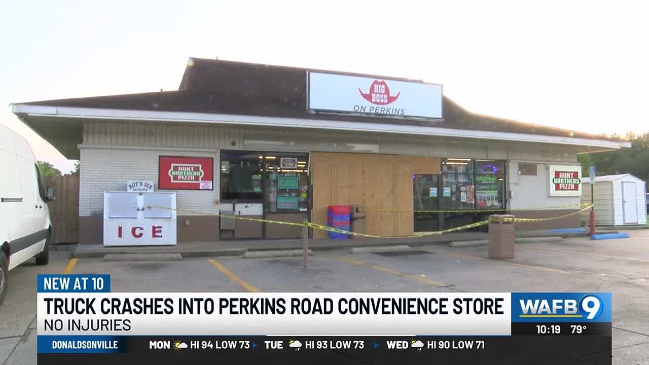 No injuries reported after vehicle crashes into convenience store on Perkins Road