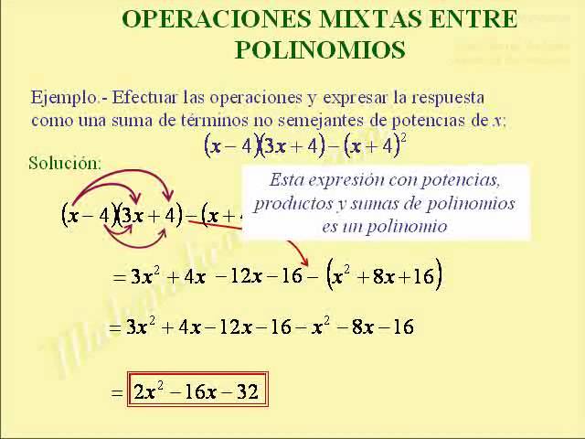 Operaciones Con Polinomios Operaciones De Polinomios. Ejercicios
