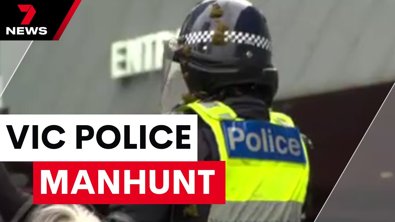 Victoria police spark manhunt following violent protests at Land Forces military expo | 7NEWS