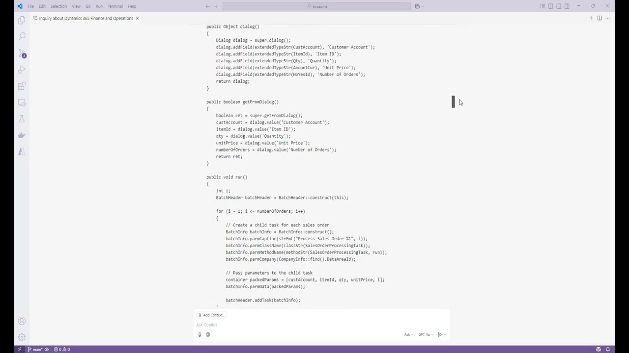 GitHub Copilot for X++ development - Part 01