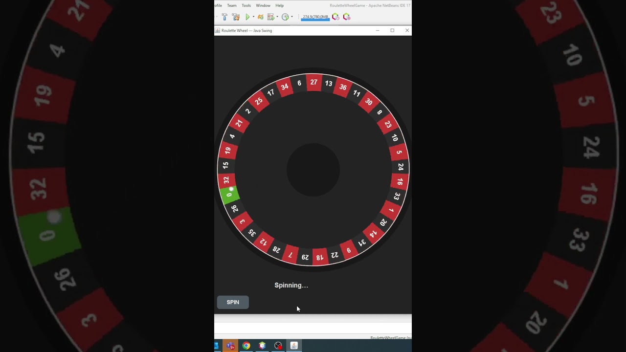 Roulette Wheel in Java Swing | Casino Game Animation #Shorts #shorts