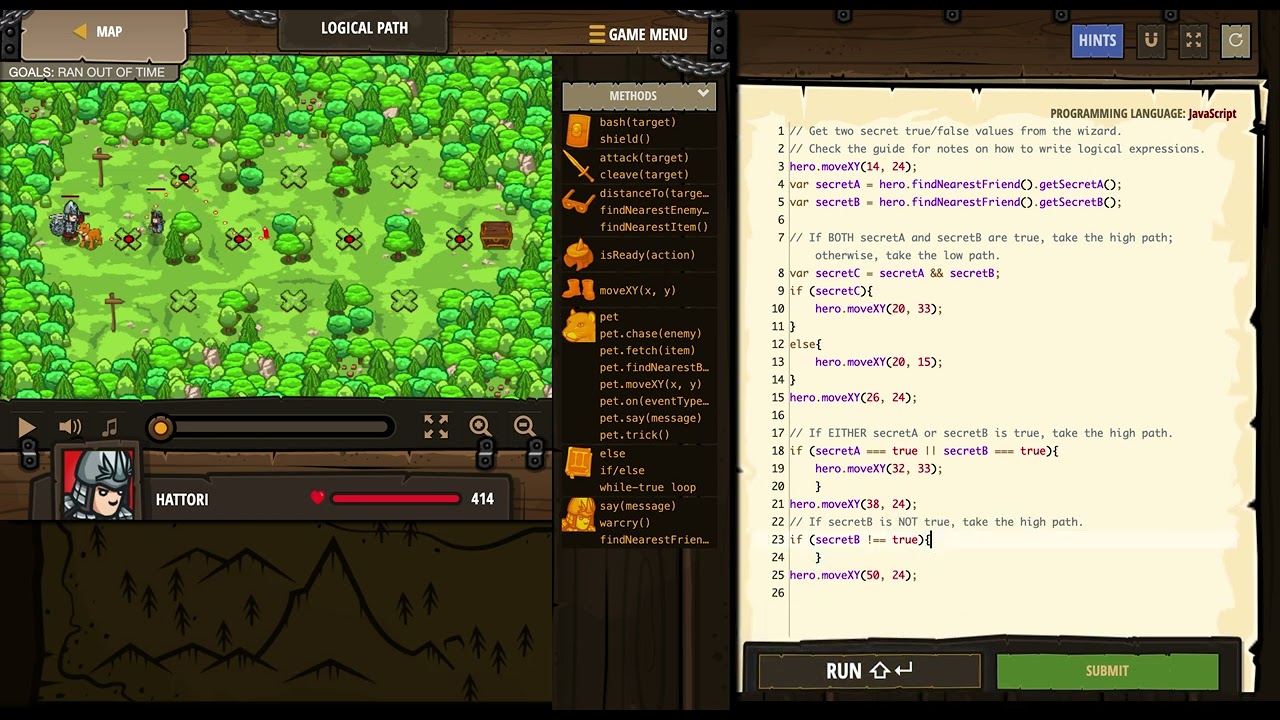 CodeCombat - Logical Path - JavaScript
