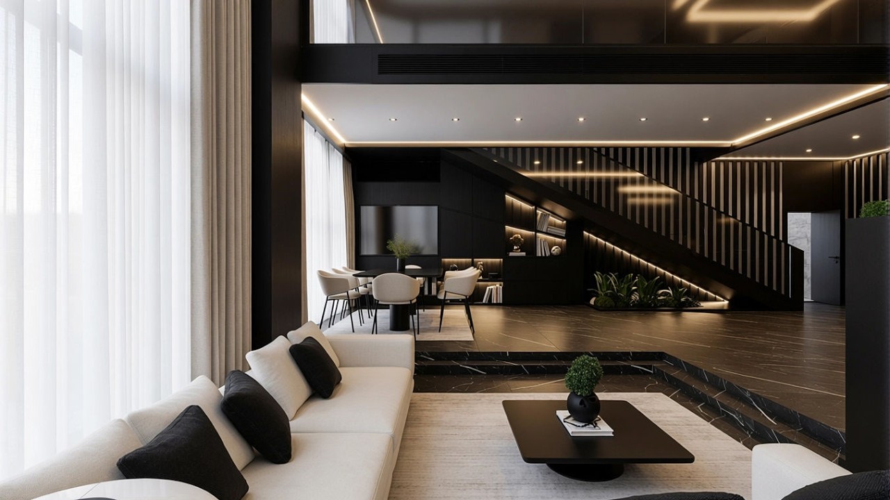 Skyline Modern Penthouse - Complete Luxury Interior Scene