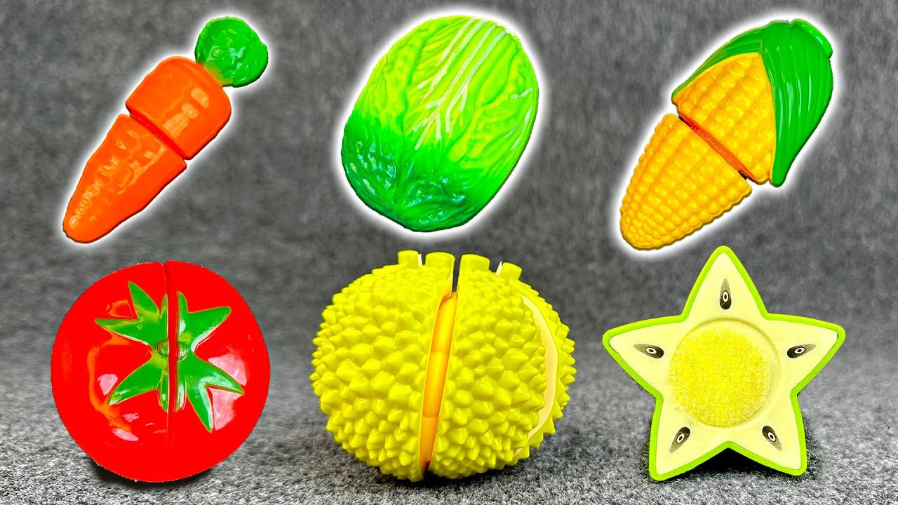 Learn Fruits and Vegetables! 🍎🌽 Cutting Toy Food with Velcro | Educational Video for Kids