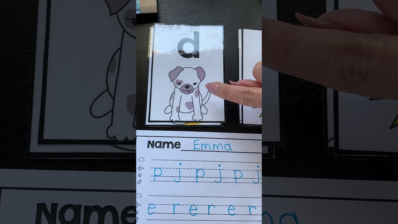 Writing letters on lined paper