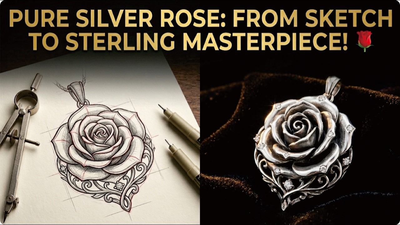 Pure Silver Rose: From Sketch to Sterling Masterpiece! 🌹 纸上玫瑰到立体纯银：#JewelryDesign#Design
