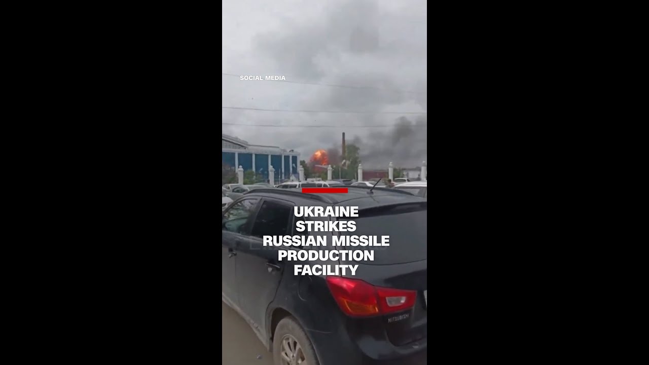 Smoke billows after Ukrainian drone strike in Russia