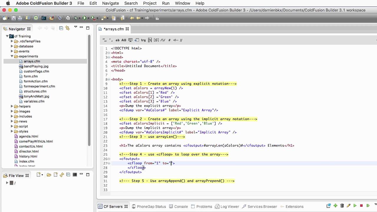 03 Variables and data types ## 06 Experimenting with arrays