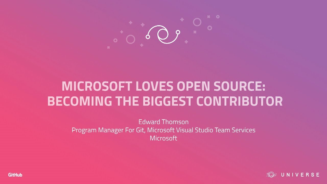 Microsoft Loves Open Source: Becoming The Largest Contributor - GitHub Universe 2017