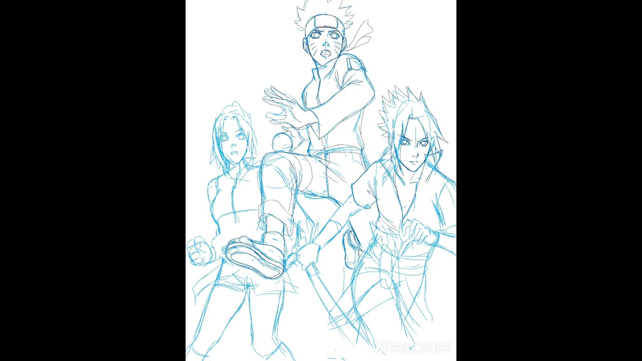 (Speed Drawing) Naruto, Sasuke & Sakura  #shorts #team 7