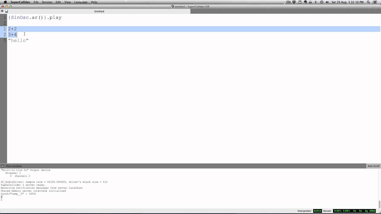 Supercollider Basics, Part 1 - Evaluating Code