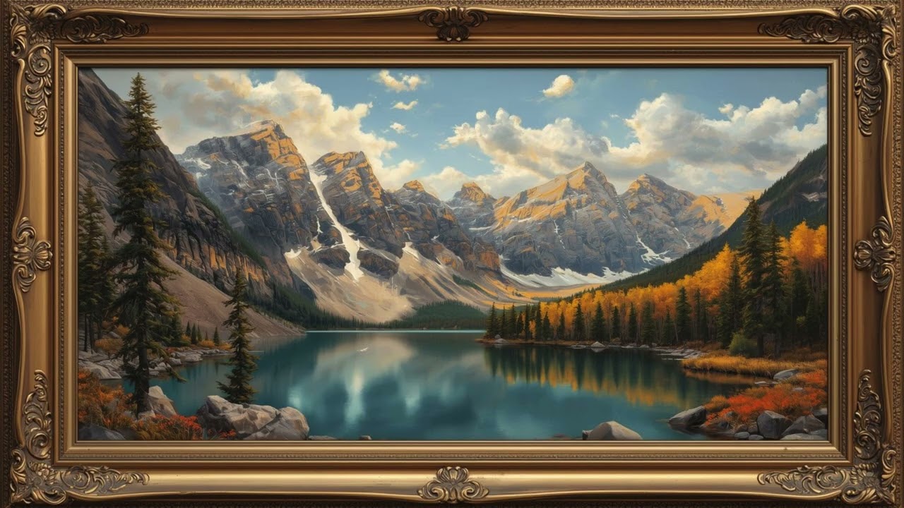 2 Hours Framed Painting Screen | Majestic Mountain Lake Landscape | 4K