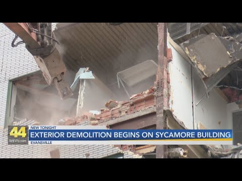 Demolition Begins on Sycamore Building in Downtown Evansville