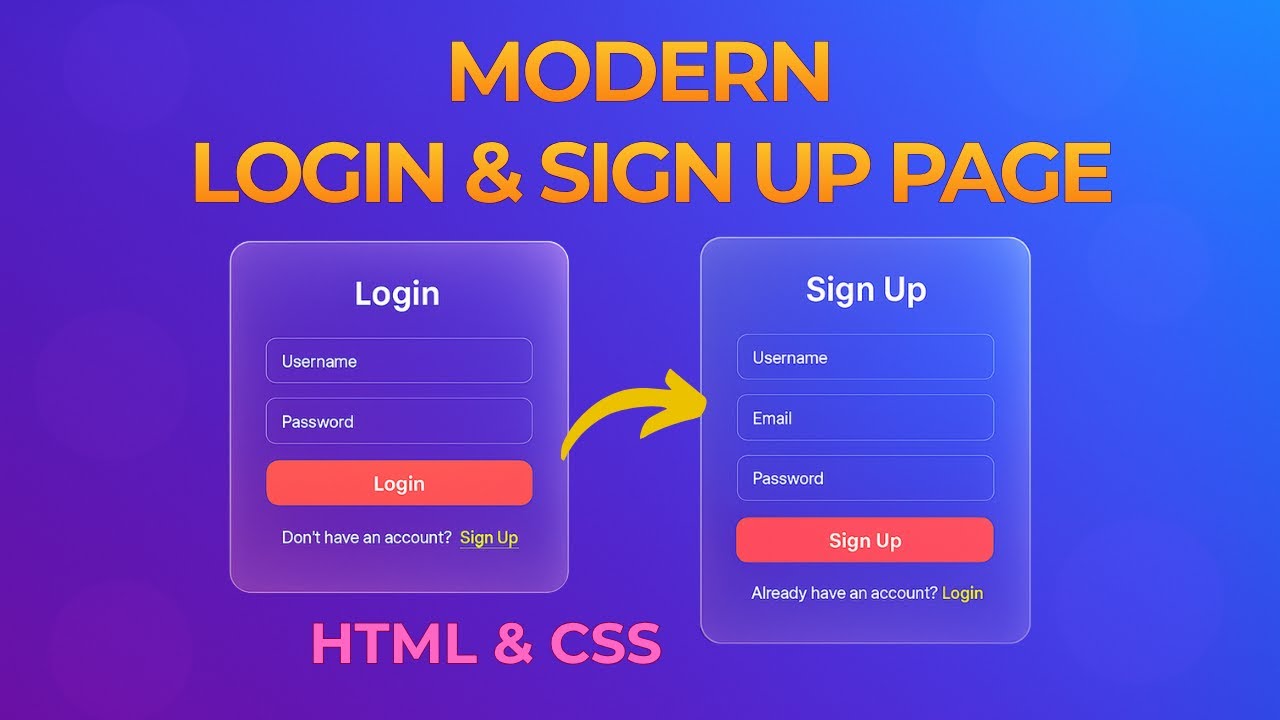 Advanced Responsive Login + Sign-Up Form | Glassmorphism UI Design in HTML & CSS