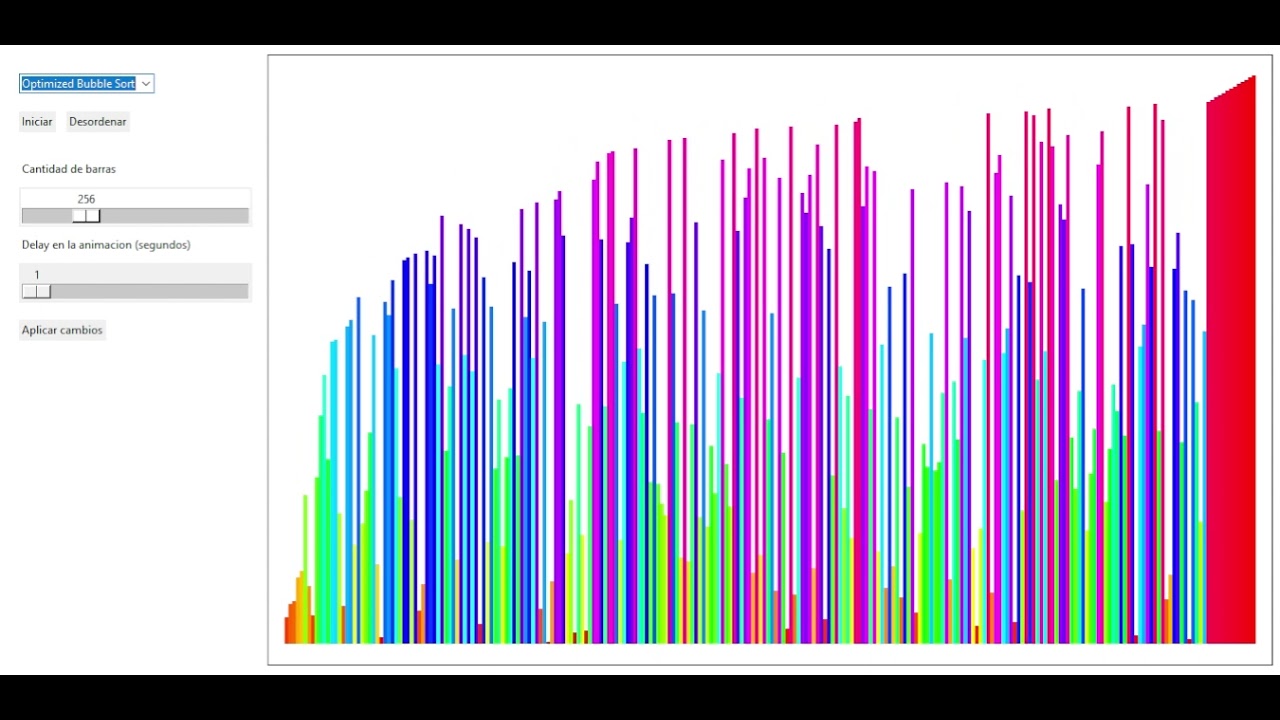 Python - Array sort visualizer - Optimized Bubble Sort