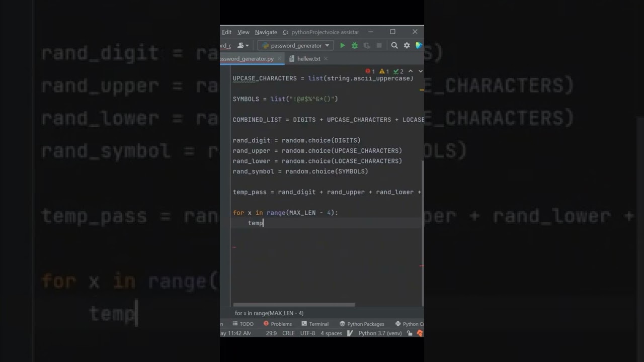 Password Generator using python #shorts #python