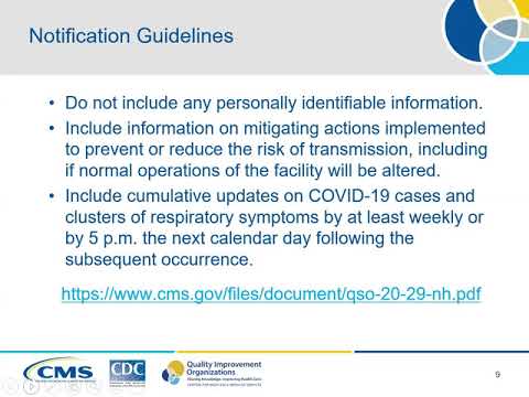 Transparency: Resident and Family Notification, Department of Health and Other Notifications