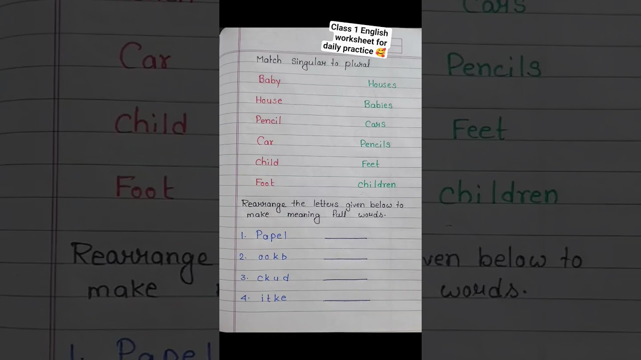class 1 English worksheet/English worksheet for class 1