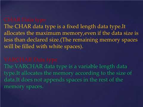 Difference between CHAR and VARCHAR in SQL