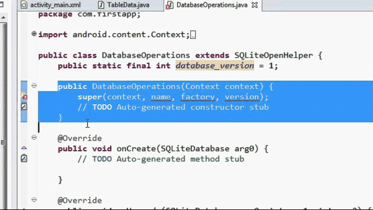 Android SQLite Tutorial - 1 - Create database and tables
