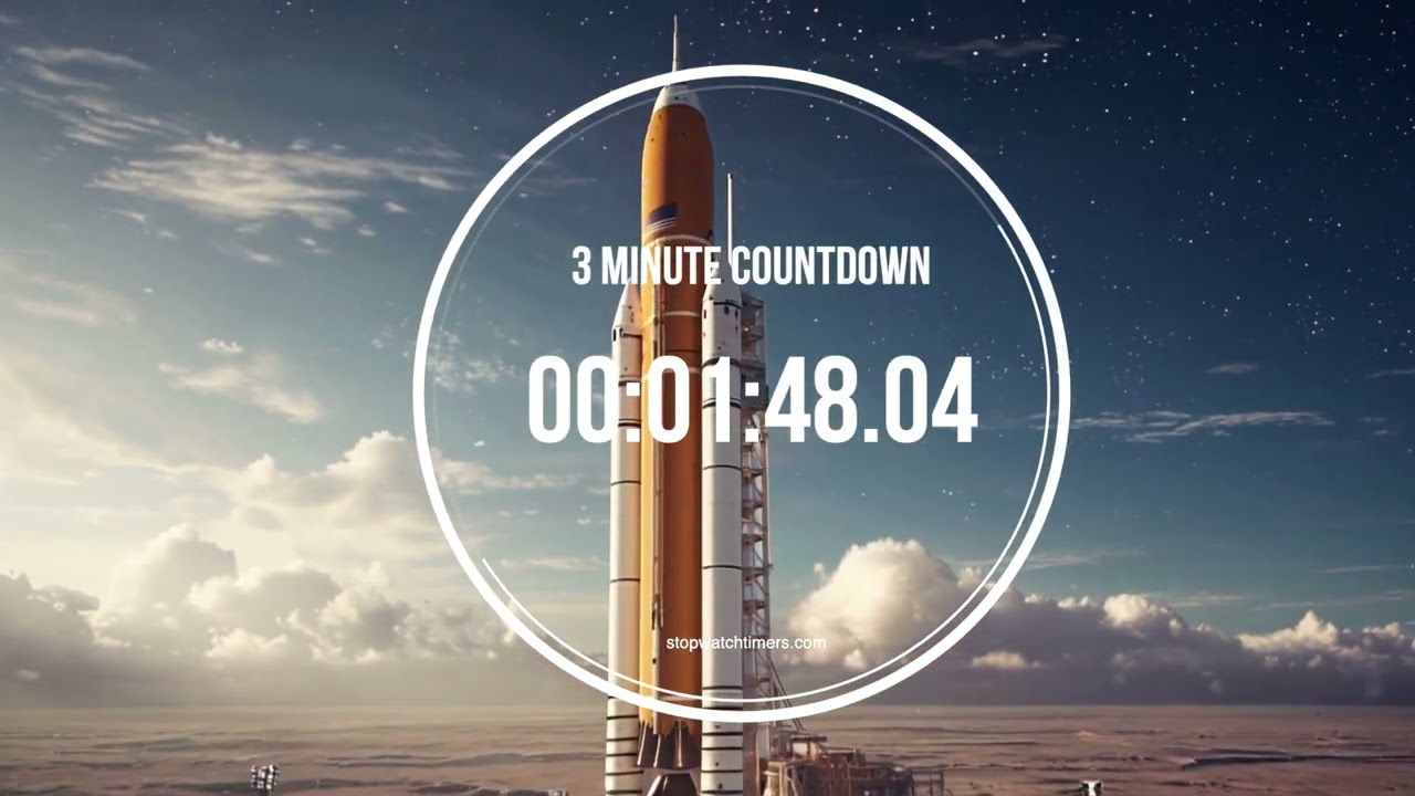 Retro Space Rocket Countdown - 3 Minute Timer