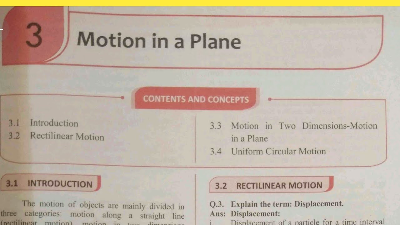 Motion in a Plane class 11 exercise solutions maharashtra board chapter 3