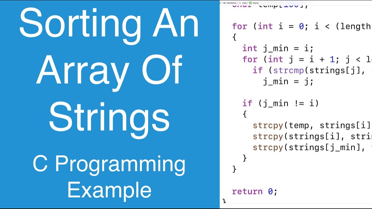 Sorting An Array Of Strings | C Programming Example