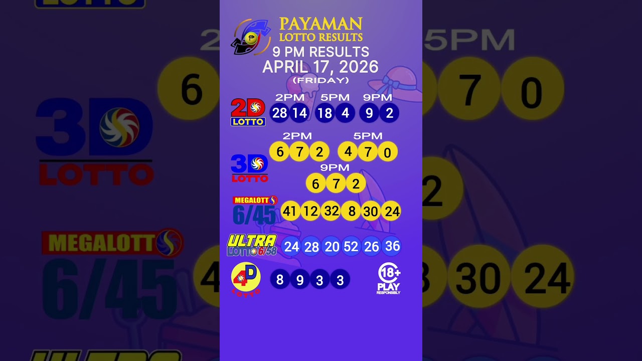 Lotto Result Today 9PM April 17, 2026 (PCSO Lotto 2D, 3D, 4D, 645, 658)
