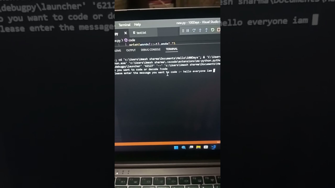 Basic Encryption and Decryption program @MontyPython  @CodeWithHarry