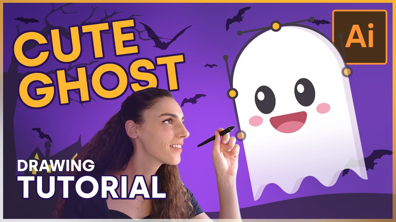 How to Draw a Cute Ghost in Illustrator - Easy Halloween Art Tutorial