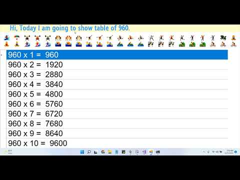 Table Of 960