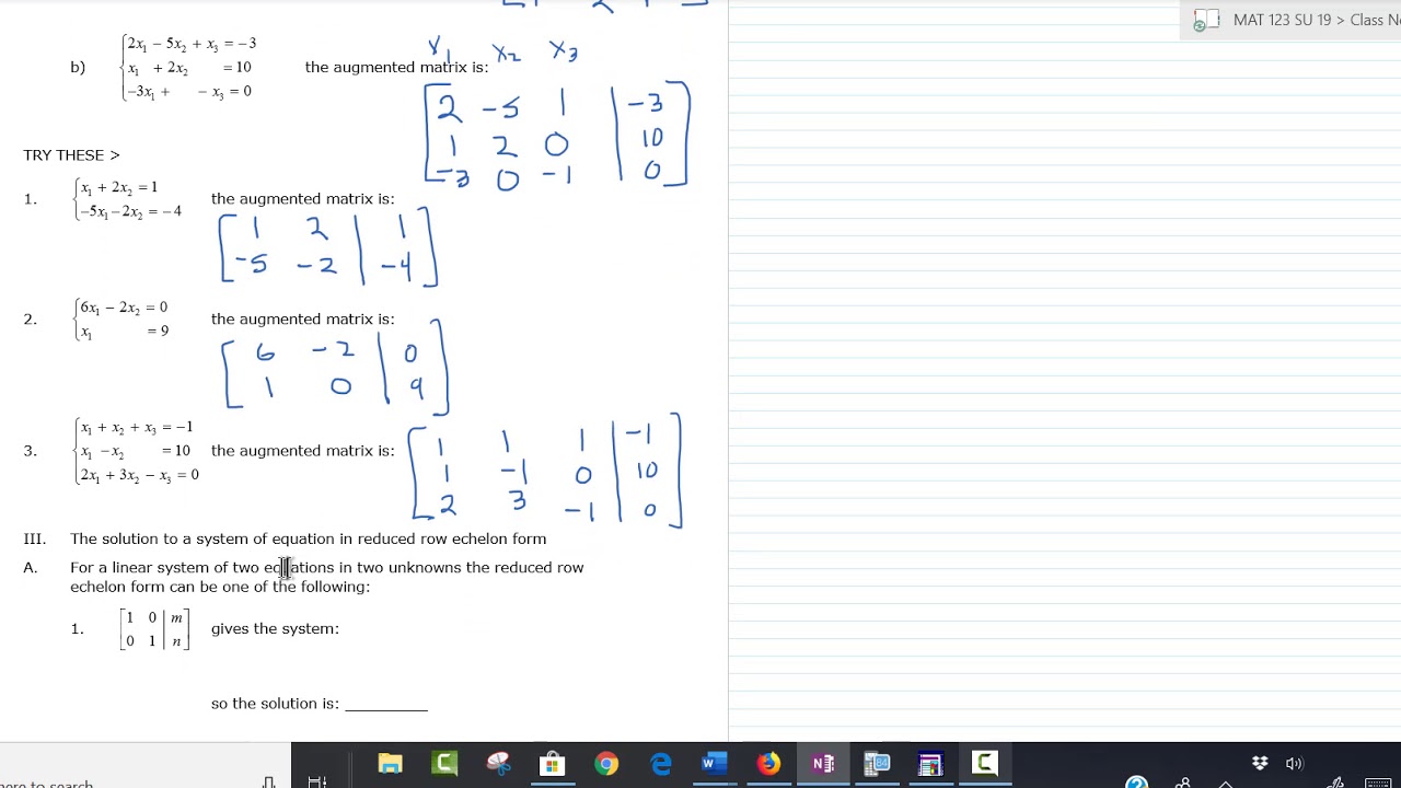 MAT 123 Finite Math Section 4.3 Part 1 Reduced Row Echelon Form